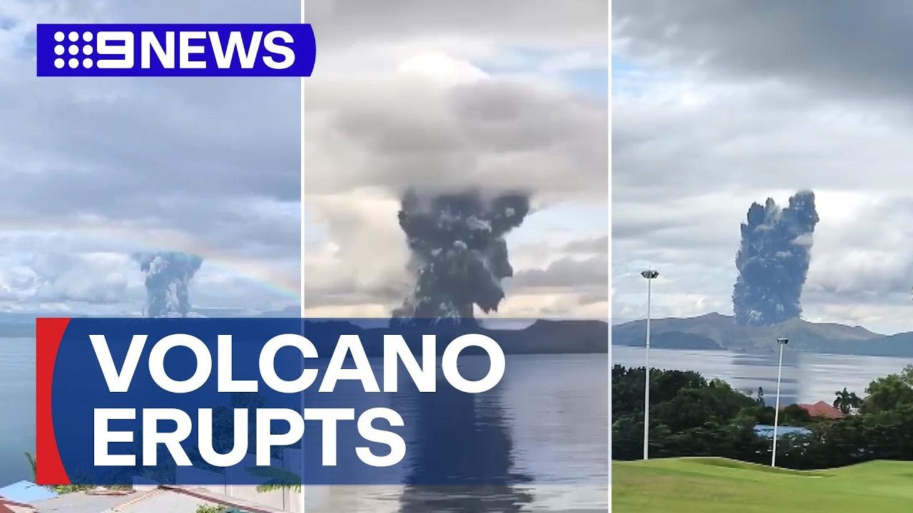 Dramatic vision shows Volcano eruption in Philippines | 9 News ...